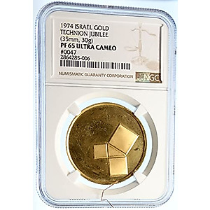 1974 IL 1974 ISRAEL Large Technion Jubilee TECHNOLOGY Ins coin PF 65 ULTRA CAMEO NGC