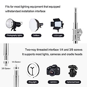 Photo Studio Stainless Steel Heavy Duty C Stand with Boom Arm - Max Height 11ft/331cm Photography Light Stand with 4ft/128cm Holding Arm, 2 Grip Head for Studio Monolight, Softbox, Reflector