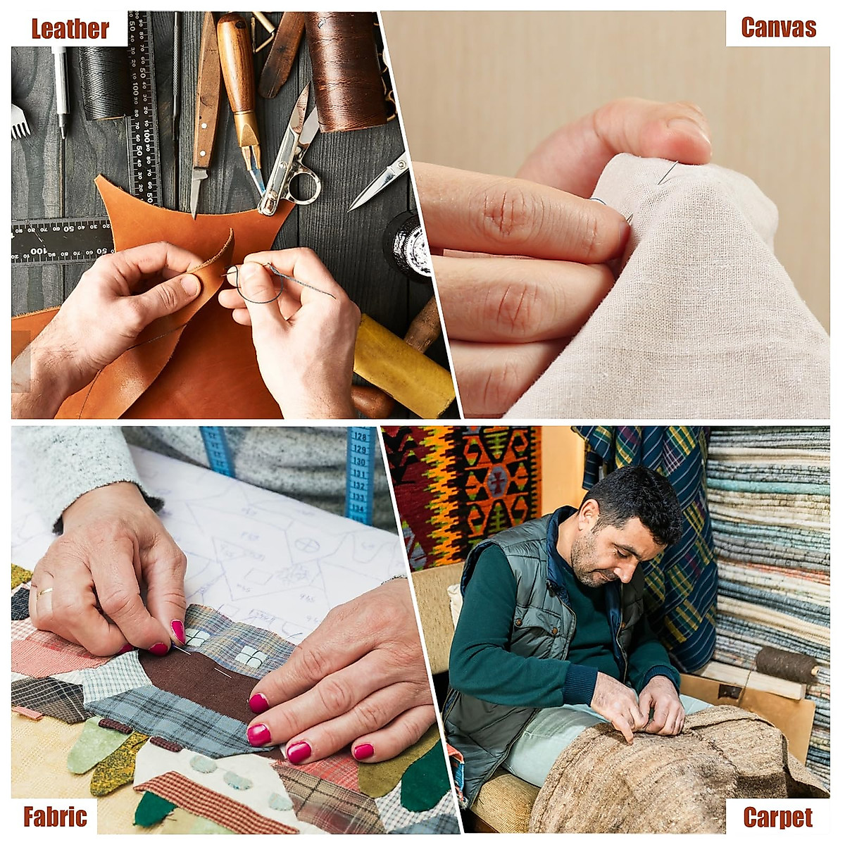 55Yards Waxed Thread with 7 Pcs Leather Needles for Hand Sewing 150D Flat Sewing Waxed Thread Leather Repair Needles for Sewing Upholstery Leather Canvas Bags Sofa Furniture