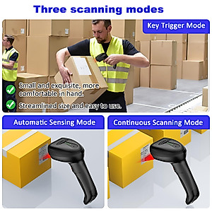Bluetooth Wireless Barcode Scanner Versatile 3-in-1 (2.4Ghz Bluetooth6.0 Wireless+USB 2.0 Wired) Rechargeable symcode 1D Laser Barcode Reader USB Handheld Bar Code Scanner Wireless Barcode Reader