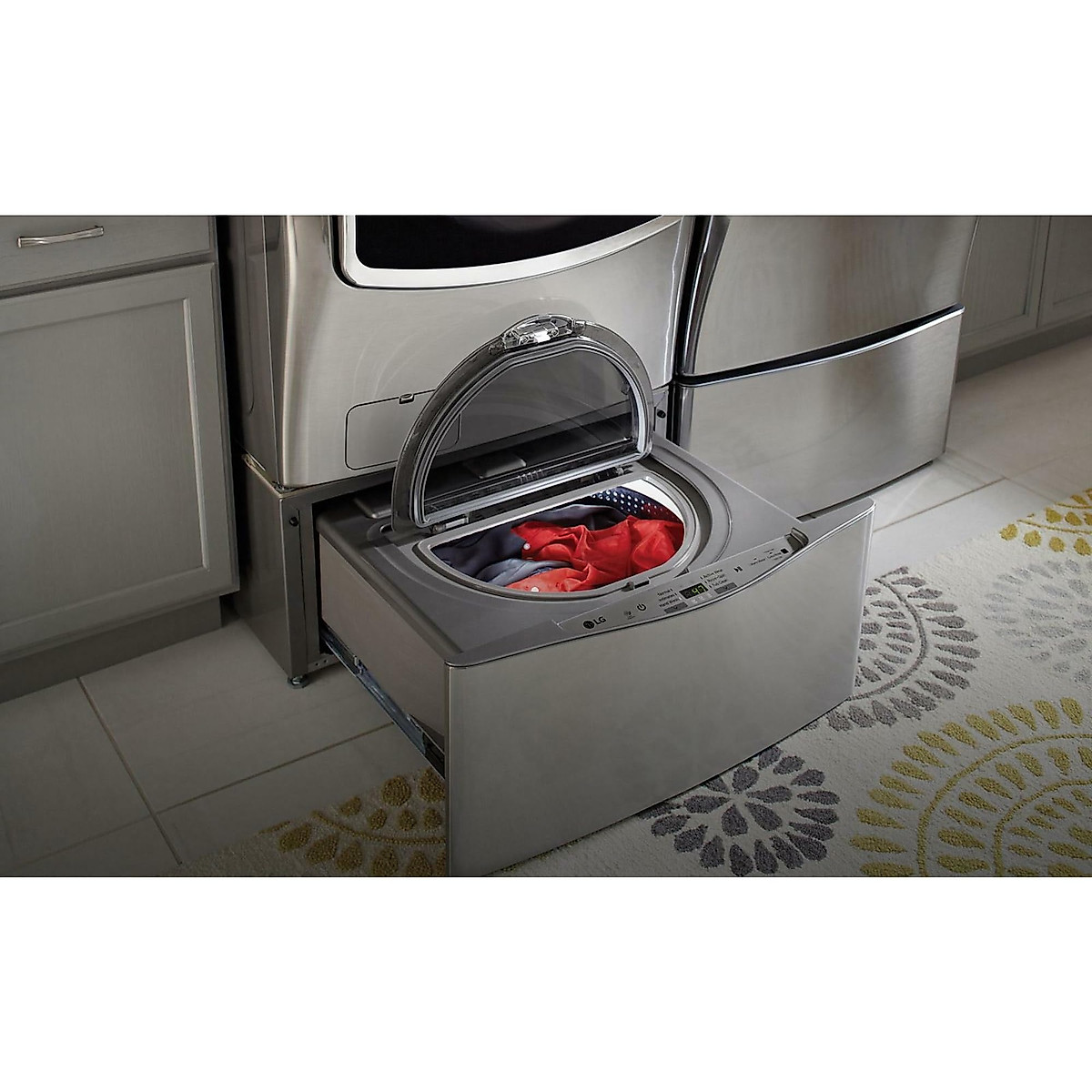 LG 27" SideKick Pedestal Washer - 6 Mode(s) - Drawer - 1 ft³ Washer Capacity - 120 V AC Input Voltage - Freestanding - Chrome, Plastic - White