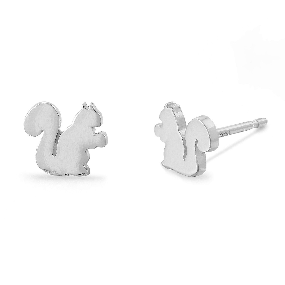 Boma Jewelry Sterling Silver Matte Squirrel Stud Earrings