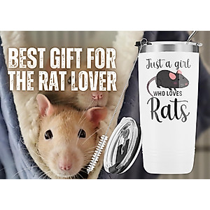 Onebttl Rat Gifts For Girls, Gifts for Rat Lover, Just A Girl Who Loves Rats 20 oz/590 ml Stainless Steel Insulated Tumbler with Straw, Lid, Gifts Card