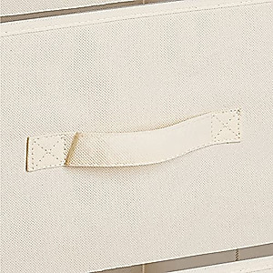 mDesign 21.65" High Steel Frame/Wood Top Storage Dresser Furniture Unit with 5 Removable Fabric Drawers - Wide Bureau Organizer for Bedroom, Living Room, Closet - Jane Collection, Cream/White