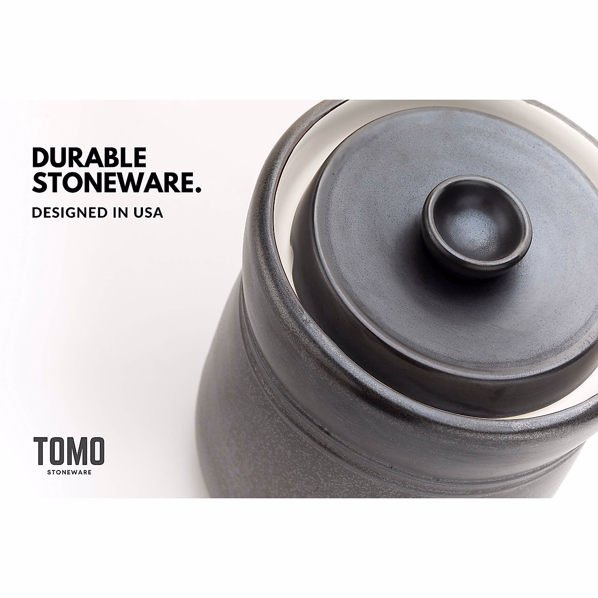 TOMO Fermentation Crock with Weights - Ceramic Sauerkraut Pickling Crock - Stoneware Kombucha Brewing (3L)