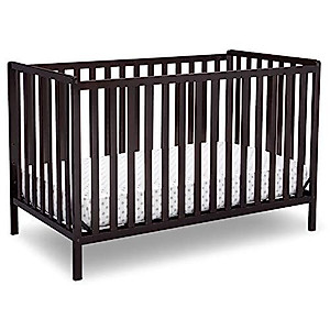 Delta Children Heartland 4-in-1 Convertible Crib Infant Changing Table with Pad + Serta Perfect Start Crib Mattress, Dark Chocolate