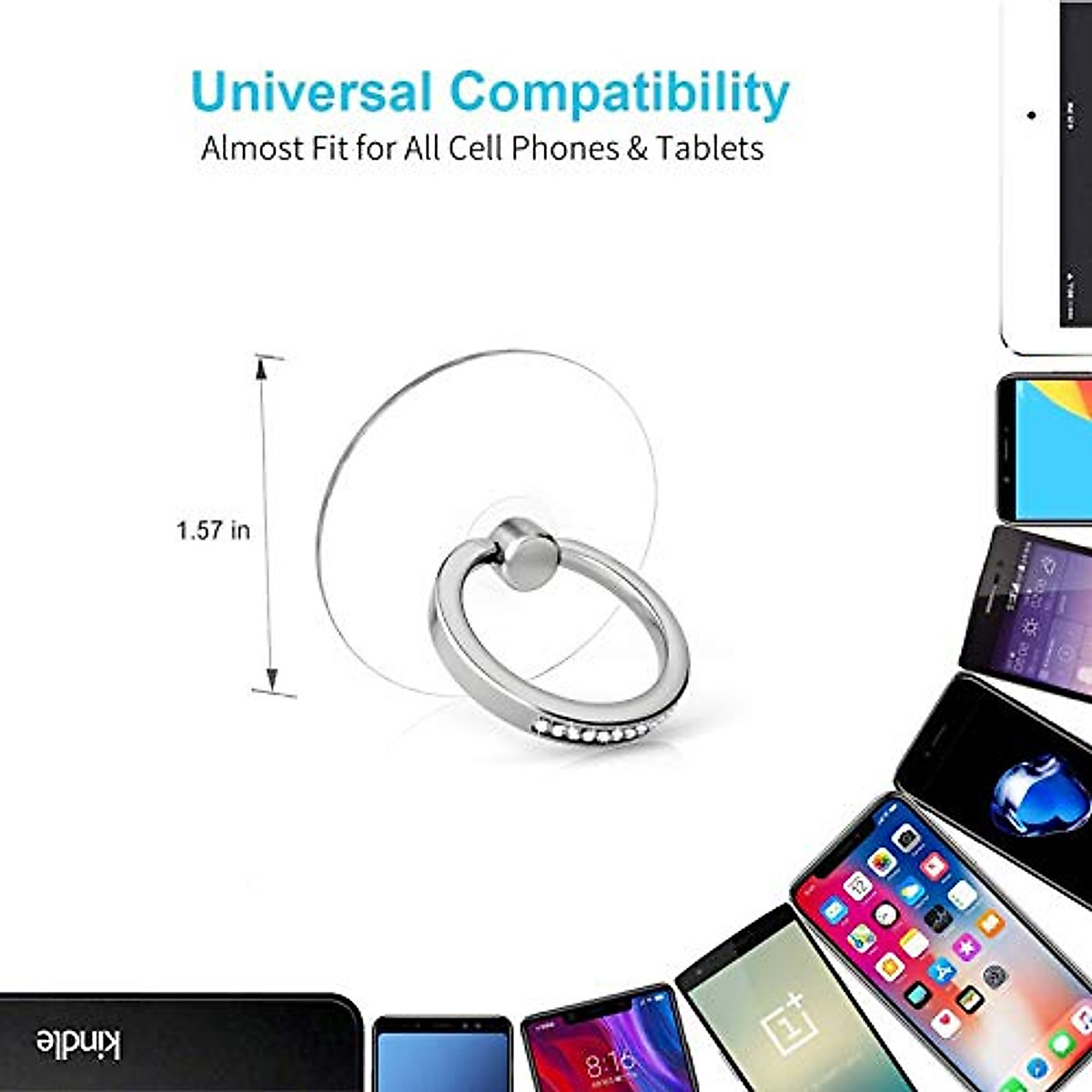 zylee Cell Phone Ring Holder Stand, Upgraded Transparent Phone Ring Holder 360° Rotation Phone Ring Holder Finger Kickstand Phone Ring Grip(2Silver+2Rose Gold)