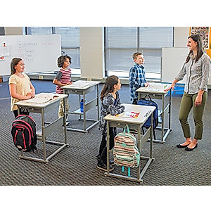 Offex Student-M Student Manual Adjustable Desk - Light Gray/Medium Gray
