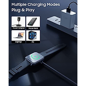 TiMOVO Charger Compatible with SW022/LW11/GTX Fitness/CXB01/Mugo Chalvh 1.69", [2-Pack] Magnetic USB Charging Cable 3.3ft/100cm, Replacement Charging Power Cable Cord,Black