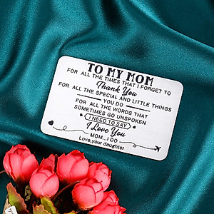 Sentimental Birthday Mothers Day Gifts for Mom from Daughter Women Engraved Wallet Card Insert for Mom Mother of The Bride Mother in Law Step Mom Appreciation Christmas Thank You Wedding Gifts Mama