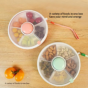 Yechiry Kids Snack Spinner, 360° Rotating Snack Storage Containers, Large Capacity Leakproof Kids Fruit Storage Box Bundle with 5 Compartment Dispenser and Lid for Home Travel