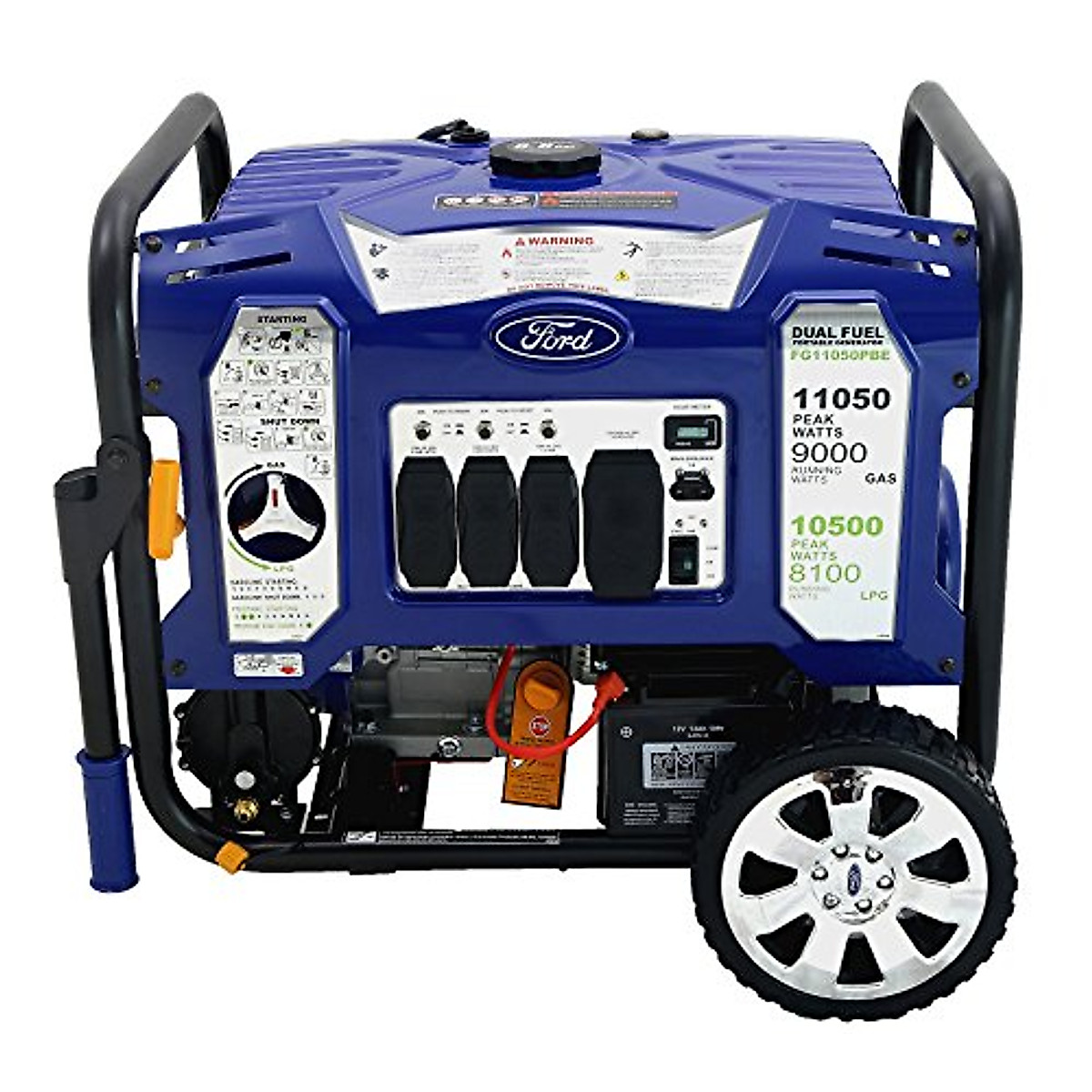 Ford, 11050W Dual Fuel Portable Switch & Go Technology and Electric Start FG11050PBE-A Generator, 11050 Watts, Blue