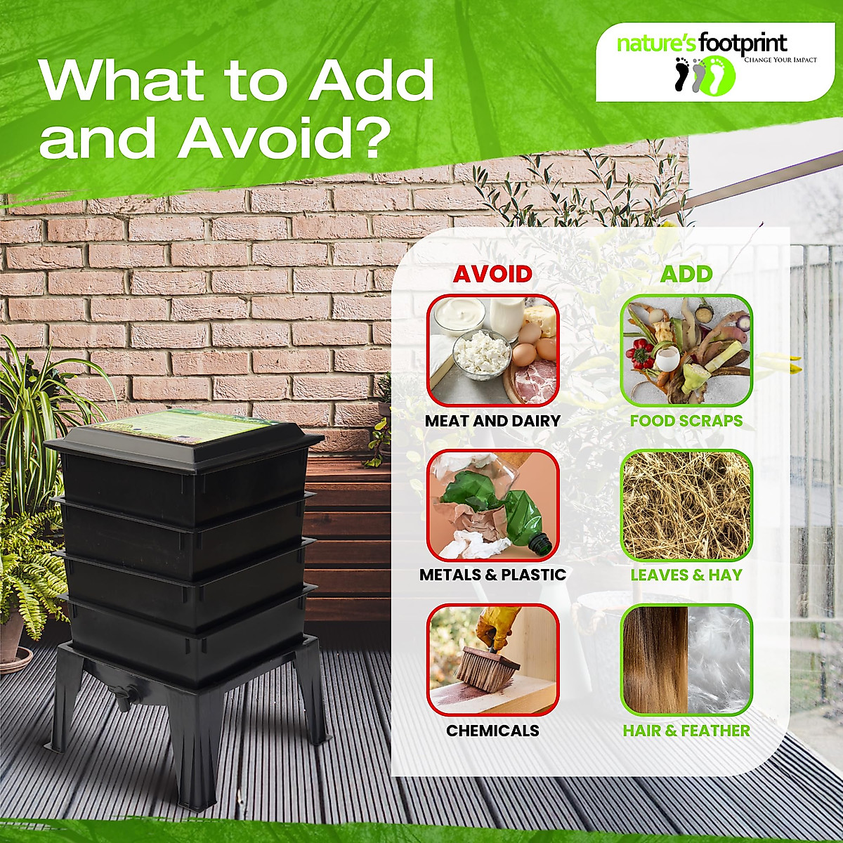 Worm Factory 360 Black US Made Composting System for Recycling Food Waste at Home