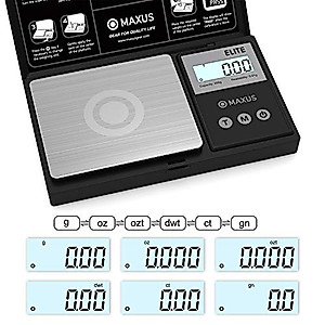 MAXUS Precision Pocket Scale 200g x 0.01g, Elite Digital Gram Scale Small Scale Mini Food Scale Jewelry Scale Ounces/ Grains Scale, Easy to Carry, Great for Travel ,Backlit LCD, Stainless Steel