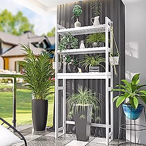 Homykic Over The Toilet Storage, Bamboo 3-Tier Over-The-Toilet Space Saver Organizer Rack, Stable Freestanding Above Toilet Stand with 3 Hooks for Bathroom, Restroom, Laundry, White