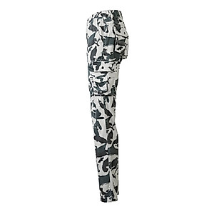 Womens Cargo Pants,Outdoor Casual Camoflage Camo Military Combat Work Hiking Pants with Pockets Camo White-US 4