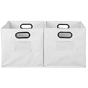 Niche Cubo Folding Fabric Storage Bins, Set of 2, White