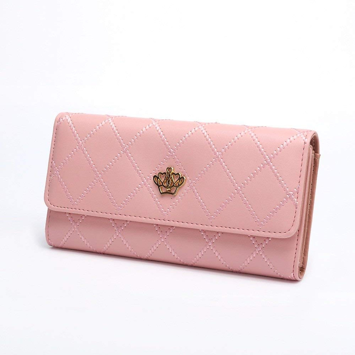 Xeminor Wallet Women's 3 Fold Wallet Ladies Long Wallet Ladies Gift Large Capacity Ladies Wallet Multi-function PU Leather Wallet 1Pcs Pink