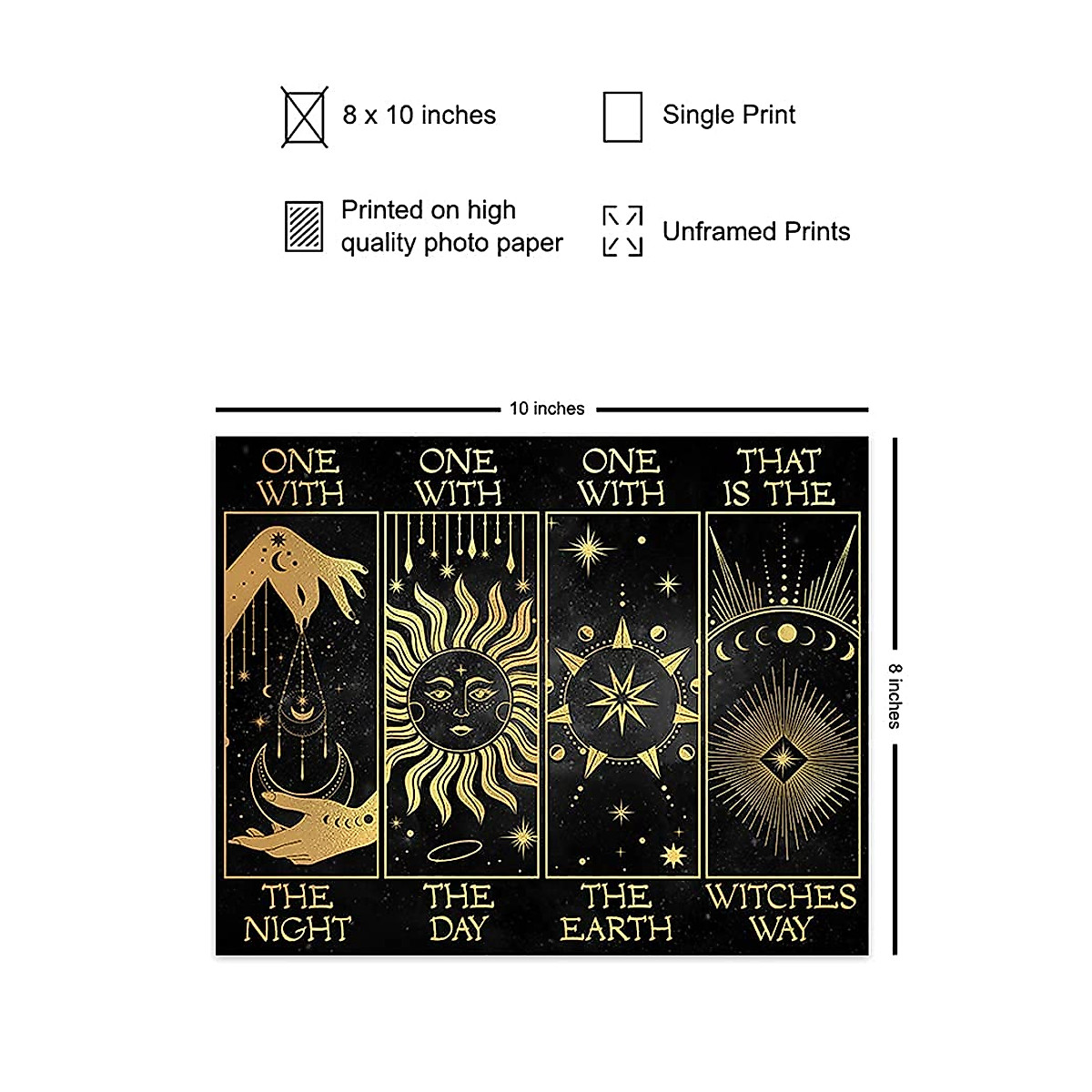 Witchy Sabbat Grimoire Witchcraft Decor - Sun, Moon, Celestial Wall Art - Celtic Woman Goddess Decor - Magic Home Decor - Boho Bohemian Witch Decor for Women - Wicca Wiccan Supplies - Pagan Gifts