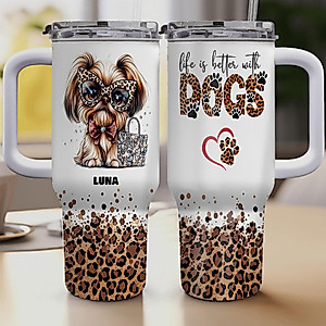 Personalized Dog Tumber with Lhasa Apso Dog’s Name – Custom Cup for Dog Moms, Ideal Gift for Mother's Day, Birthdays & Christmas, Ceramic Tumber, 40oz h0wntz