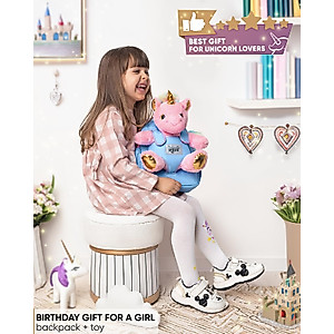 Naturally KIDS Pink Unicorn Toys for 3 Year Old Girl, 3 Year Old Girl Gifts, Gifts for 2 Year Old Girls, Gifts for 3 Year Old Girl, Toddler Unicorn Backpack