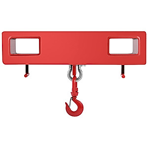 VEVOR Forklift Lifting Hook, 4400lbs Capacity Forklift Lifting Hoist, Red Forklift Mobile Crane with Swivel Hook and Two Large T-Screws, Hook Forklift Lifting Hoist, Fork Lifting Attachment