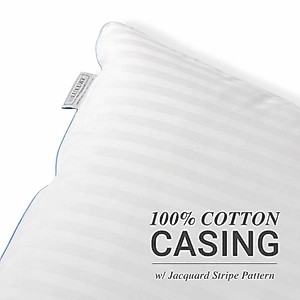 eLuxurySupply 2-Pack Premium Bed Pillows - Medium Density and Medium Loft Ideal for Back and Side Sleepers - 100% Cotton Casing - 20"X28" Standard/Queen Size