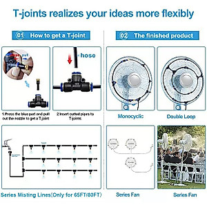 Misters for Outside Patio,Outdoor Water Misting Cooling System,50FT|15M.Backyard Mist Hose Kit for Garden,Greenhouse,Fan,Deck,Umbrella,Canopy,Pool,Porch.Trampoline Sprinkler Park,BBQ Party Accessories