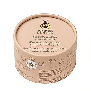 SuperBee Dentos 100 Toothpaste Tablets, Fluoride Free & Eco Friendly, Sensitive Bites for Kids and Adults, Chewable Spearmint