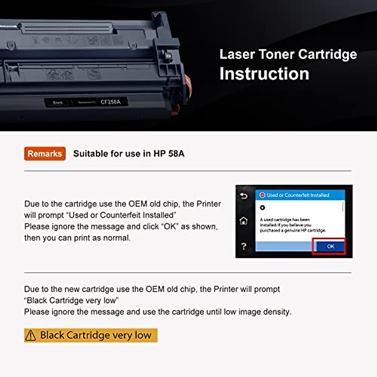 58A Toner Cartridge (with Chip) LemeroSuperx Compatible Replacement for HP 58A 58X CF258A Work for M428FDW M404DN M404N M404 M404DW M428FDN Printer (Black,2 Pack)