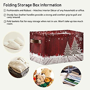 senya Christmas Basket with Handles, Christmas Coffee Tree Red Wooden Foldable Fabric Collapsible Storage Bins Organizer Bag for Storage Toy Clothes, one size x1