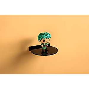 iobiotio Small Acrylic Floating Shelves, Funk Pop Display Shelf, Circle Self Adhesive Wall Shelves, Mini Collectibles Toy Organizers Storage Sticky Shelves, Acrylic, 15cm, Black, 3 Pack