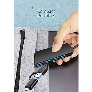 USB 3.0 Hub 2 in1 4-Port, Siawclub USB C to USB Splitter Expander for MacBook Pro, Laptop, Xbox, Flash Drive, HDD, Printer, Camera, Keyborad, Mouse