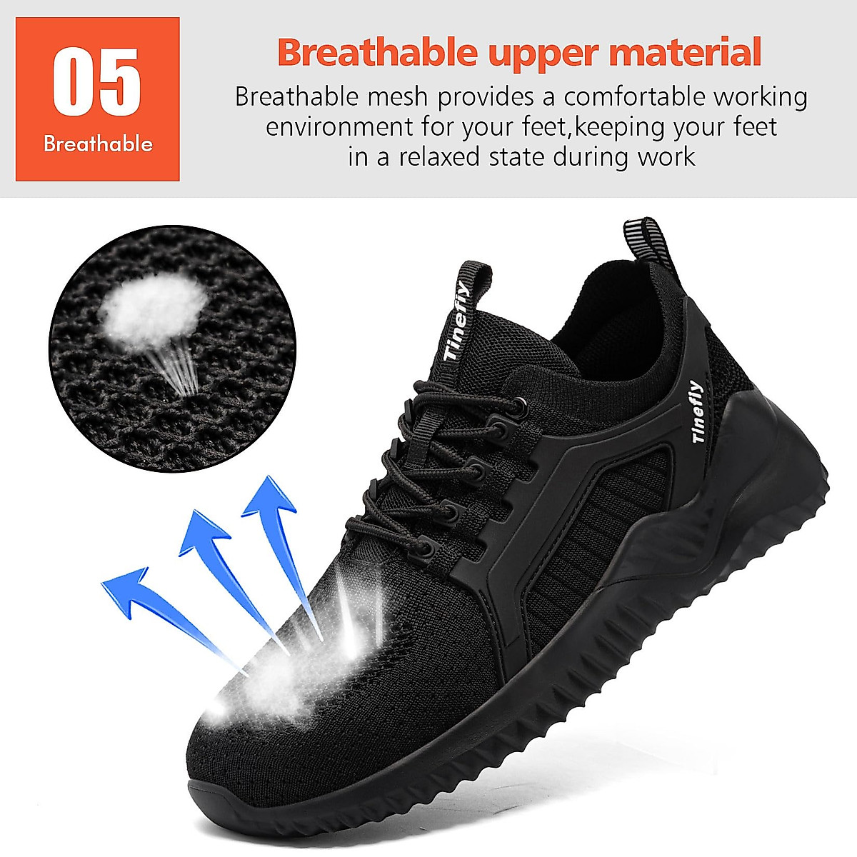 Tinefiy Steel Toe Shoes for Women Work Sneakers Lightweight Comfortable Safety Toe Slip On Puncture Proof Footwear Indestructible Shoe Size 9