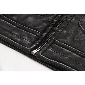 LJYH Boys' Faux Soft Leather Jackets Children Biker Outerwear Coats Black 5/6yrs