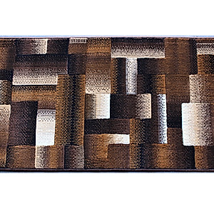 Masada Rugs, Modern Contemporary Runner Area Rug, Brown Black Beige (2 Feet X 7 Feet)