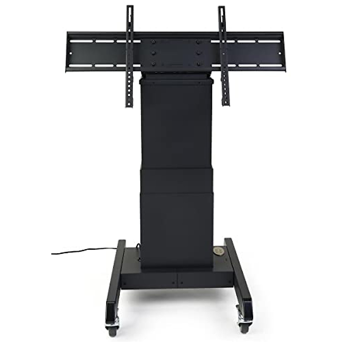 Displays2go Motorized Rolling TV Stand, 4 Wheels, Remote Controlled, Fully Adjustable - Black (DGMLTSBK)
