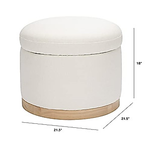 Babyletto Naka Storage Ottoman in Performance Cream Eco-Weave with Light Wood Base, Water Repellent & Stain Resistant, Greenguard Gold and CertiPUR-US Certified