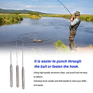 OUKENS Fishing Reels and Fishing Maintenance Tools Fishing Baiting Rig, Fishing Bait Needle Set 3 in 1 Combo Set Aluminium Alloy Carp Fish Drill Tackle