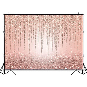 Avezano Rose Gold Glitter Backdrop for Girl Birthday Party Sweet 16 Photoshoot Rose Gold Shiny Glittering Bokeh Parties Events Decorations Newborn Portrait Photo Booth Photography Background (7x5ft)