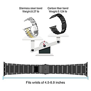 iiteeology Carbon Band Compatible with Apple Watch 49mm 45mm 44mm 42mm, Upgraded Light Genuine Carbon Fiber Band with Stainless Steel Clasp for Men, Black