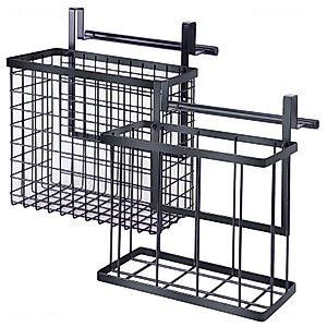 NiHome Kitchen Cabinet Door Organizers Kitchen Counter Utensil Holder, Cooking Tools Storage Holder, Black Metal Cooking Utensil Organizer