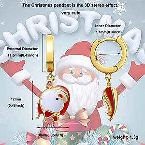 sovesi Christmas Earrings for Women, Christmas Snowman, Santa, Bell Drop Dangle Earrings for Girls Cute Christmas Huggie Hoop Earrings Xmas Holiday Jewelry