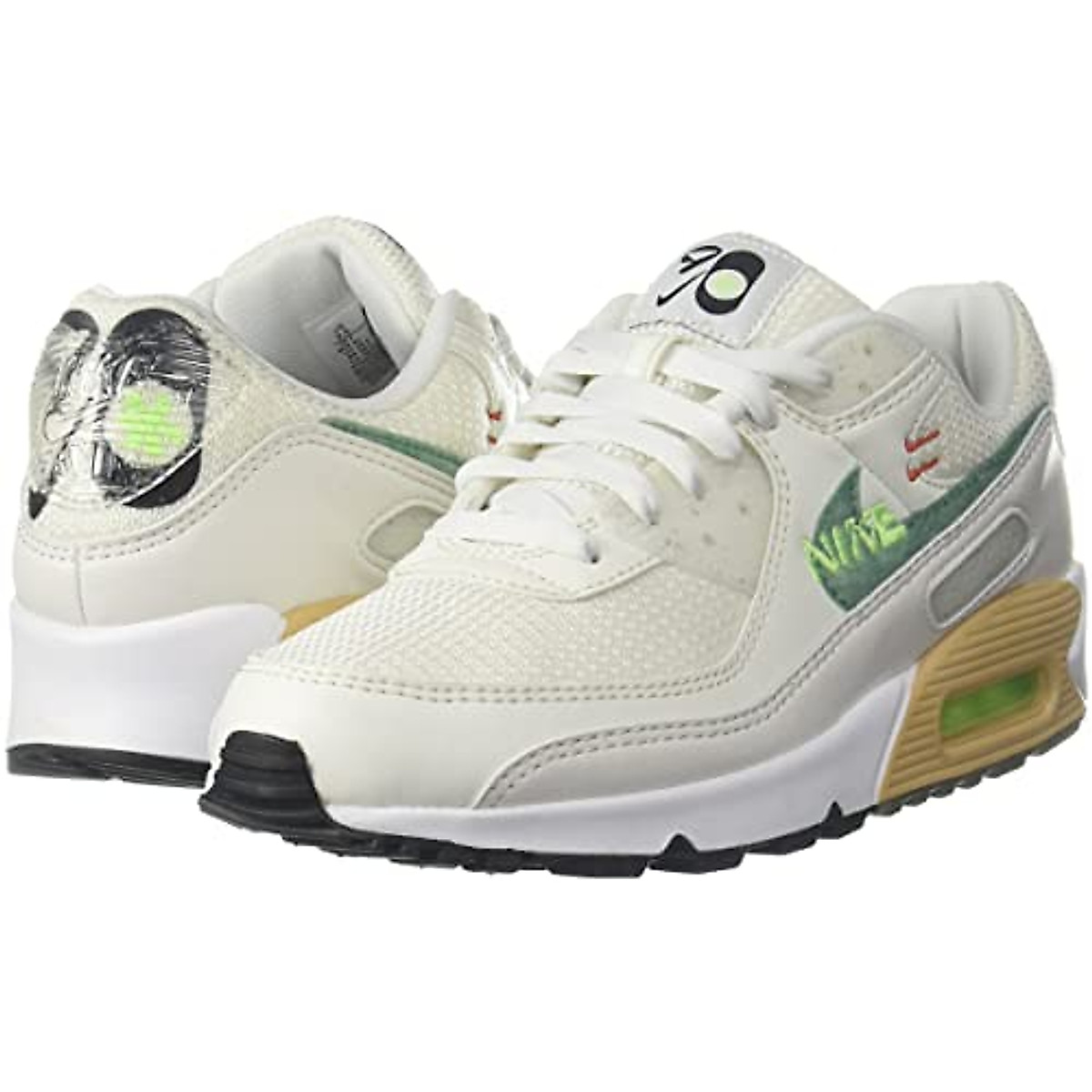 Nike Women's Air Max 90 Shoes, Black/Green, 7