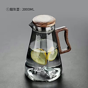 ZYJBM Gray Pot Water Storage Kettle Teapot Kettle Heat-Resistant Glass Home Living Room Bottle with 4 Cup and Tray