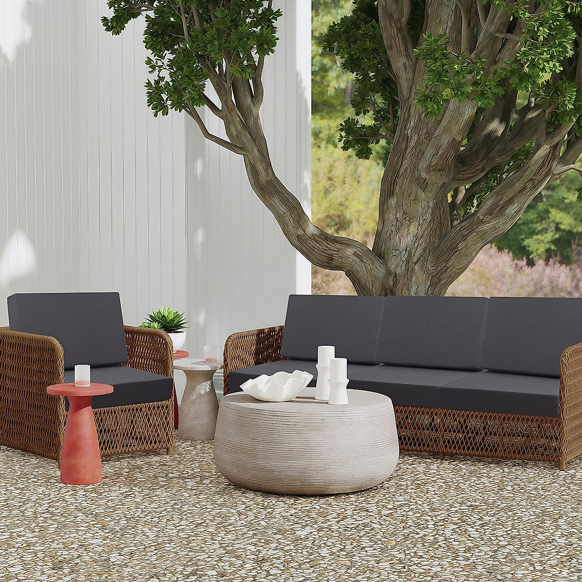 idee-home Outdoor Cushions for Patio Furniture, Outdoor Seat Cushions 28.5 x 28.5 Waterproof, Hampton Bay Deep Seat Couch Sofa Replacement Cushions for Outside Lawn Yard Garden Deck