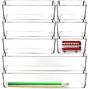 Youngever 8 Pack Clear Plastic Vanity and Desk Drawer Organizers, Stackable, Makeup Organizers, Storage Tray for Makeup, Kitchen Utensils, Jewelries