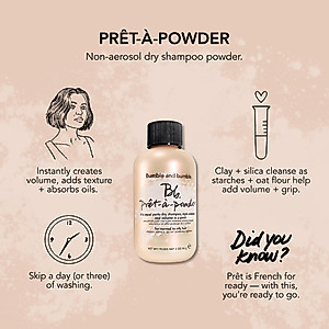 Bumble and bumble. Prêt-à-powder Dry Shampoo Powder | Adds Volume, Texture + Absorbs Oil | Non-Aerosol | Wavy + Straight, 2 Ounce