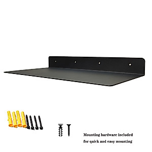 LJYMYSAK Linear Floating Shelf Industrial Heavy Duty Metal Wall Mounted Modern Rustic Farmhouse Designed Shelf Living Room Metal Wall Decor Shelf (8"*16.5" Black)