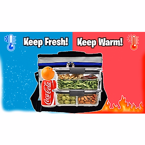 MikeyZ Lunch Bag, White & Blue, Unisex, Meal Holder, 24x14.5x19cm